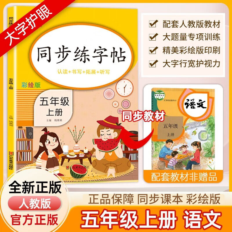 五年级上册语文同步练字帖上册小学生每日一练天天练语文生字同步练字帖描字本控笔训练部编人教版乐学熊钢笔训练随堂练习