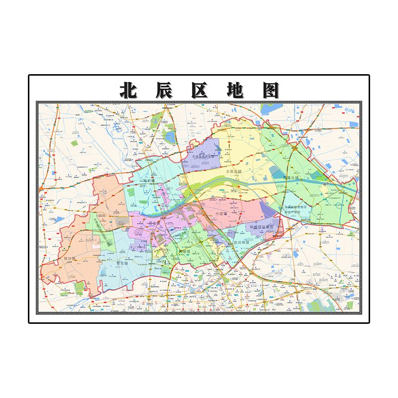 北辰区地图1.1米天津市新版高清办公室装饰画会客厅书房防水贴画 覆膜