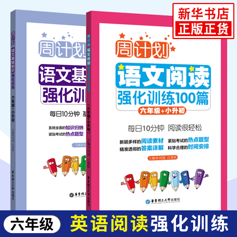 周计划六年级+小升初 小学语文基础知识阅读强化训练+语文阅读强化训练100篇 6年级2本套装含答案同步练习阅读理解