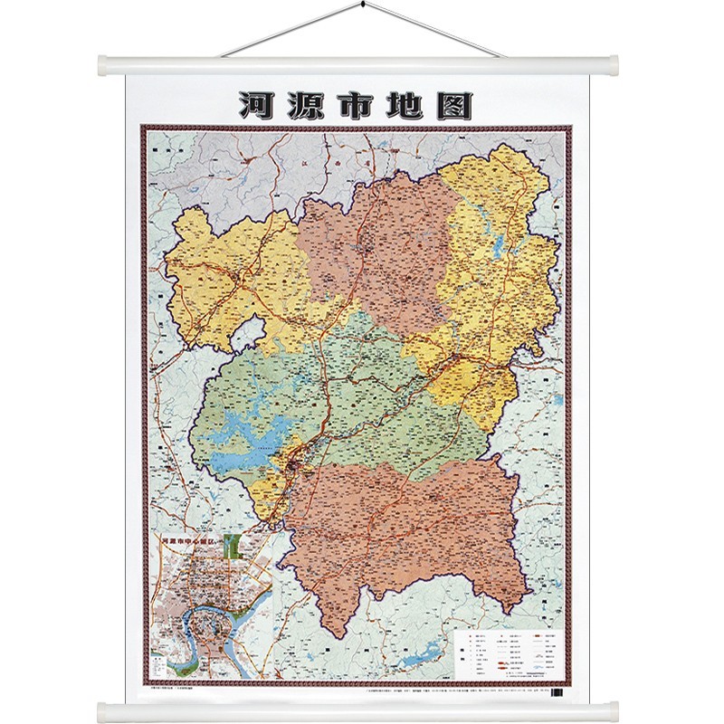 广东省地级市地图 约1.6米*1.1米 广东省地图出版社 河源市地图