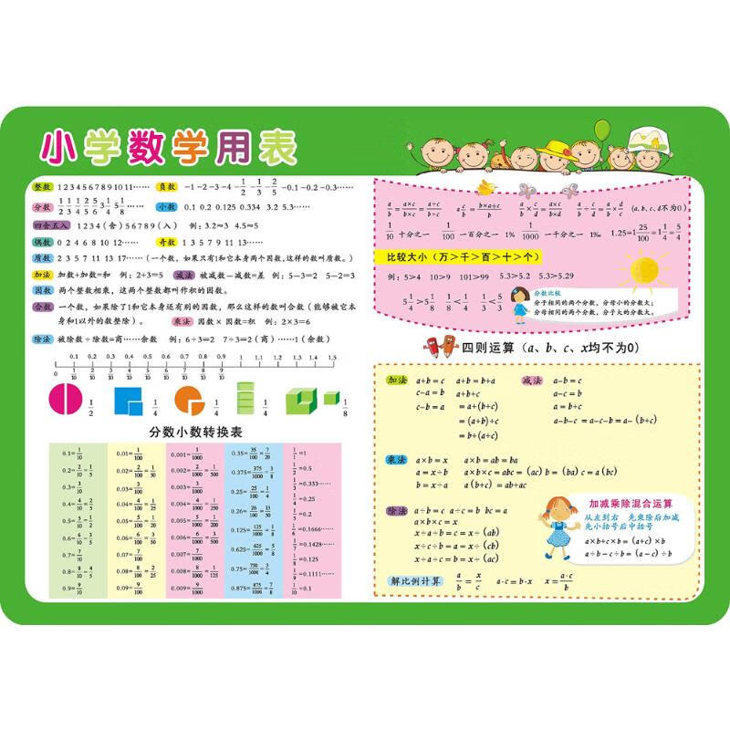 儿童学习用表·小学数学用表小学数学用表 幼儿图书 早教书 儿童书籍