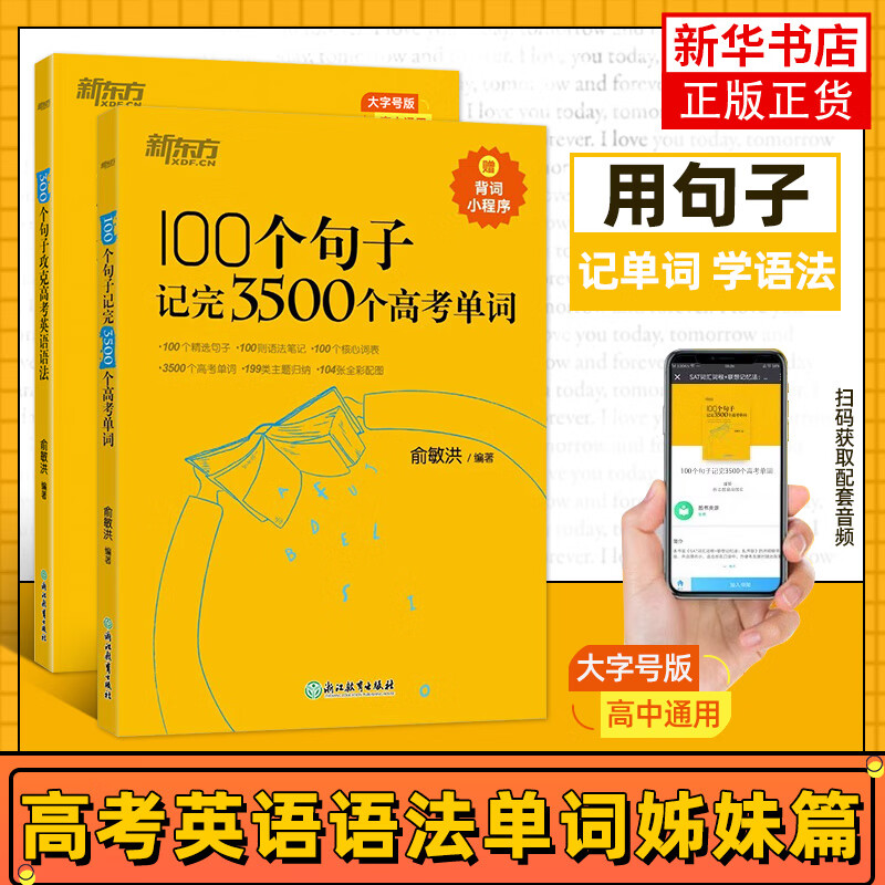 【自选】2023版 100个句子记完3500个高考单词 300个句子攻克高考英语语法 高中英语语法3500词汇 俞敏洪 新东方 100+300 套装全2册