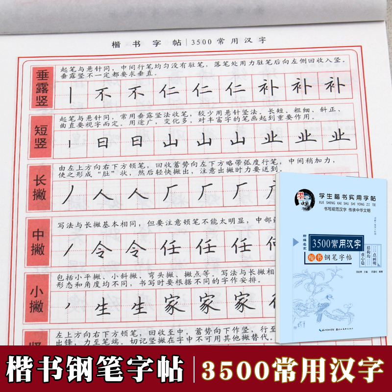 田英章楷书字帖3500常用汉字 楷书钢笔硬笔字帖常用字练习入门钢笔临摹字帖 女生字体 漂亮 练