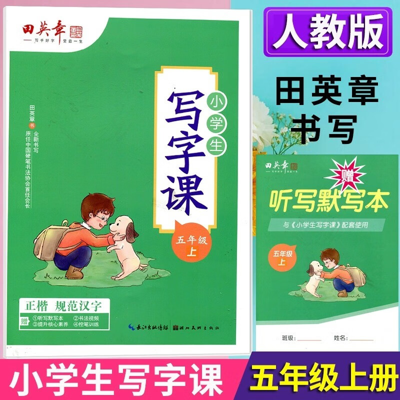 2023秋田英章写字课五年级上册 人教版RJ 小学生语文课本练习同步练字帖字帖练字本楷书硬笔书法练习
