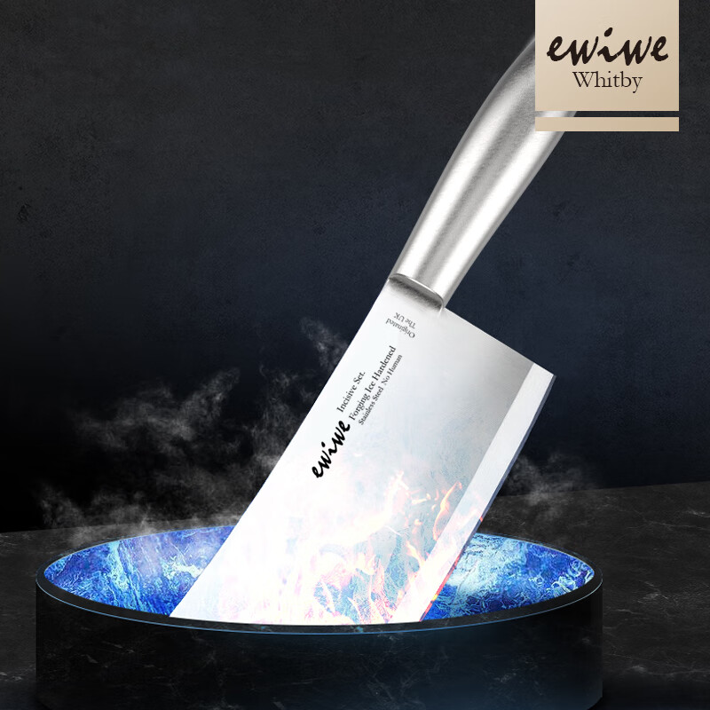 EWIWE全钢刀具套装厨房家用菜刀厨具全套剁骨刀切片圆筒套装刀具六件套 立式可拆洗/ 桶装六件套装,买饭粒