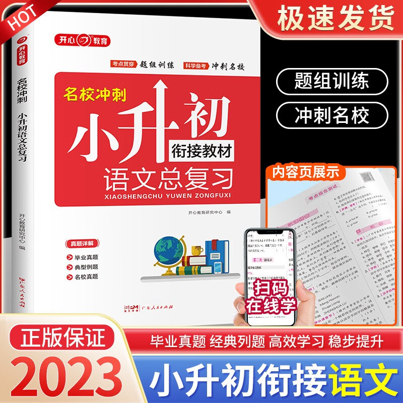 名校冲刺小升初衔接教材总复习语文数学英语开心基础知识大全 语文
