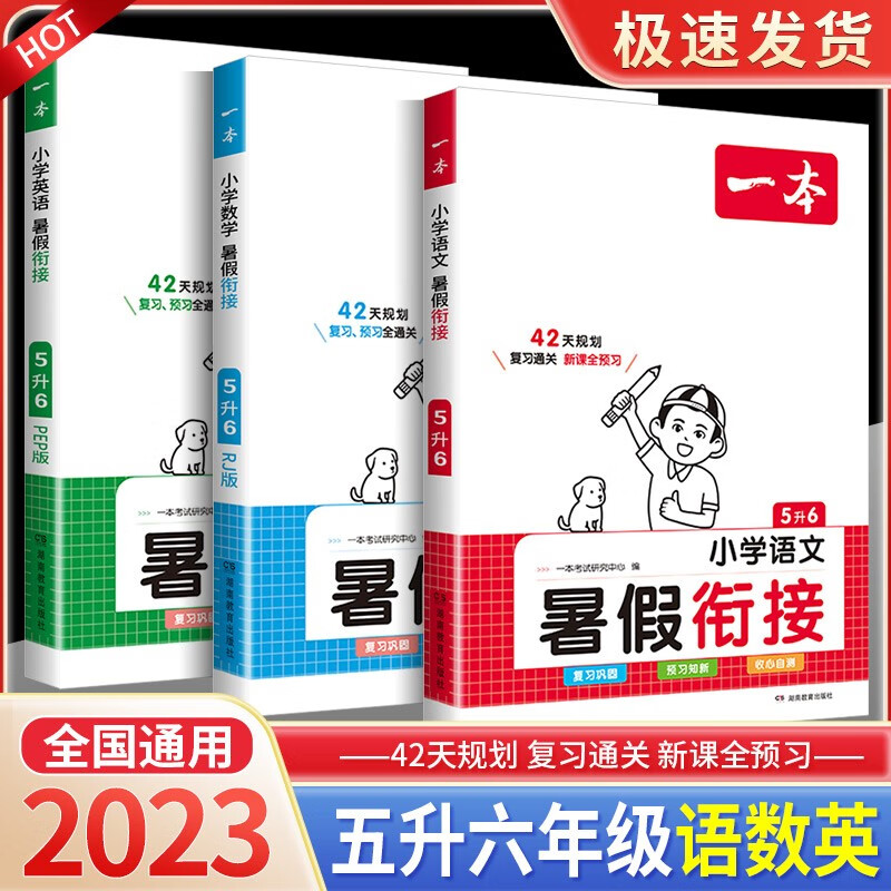 一本暑假衔接五升六年级语文数学英语人教版假期作业专项阅读理解口算专题训练辅导书练字帖 【3本衔接】语文+数学+英语人教版