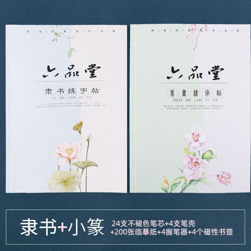 六品堂隶书钢笔字帖隶书硬笔书法练字帖古诗词篆书草书练字神器 2册[隶书字帖+篆书字帖]送练