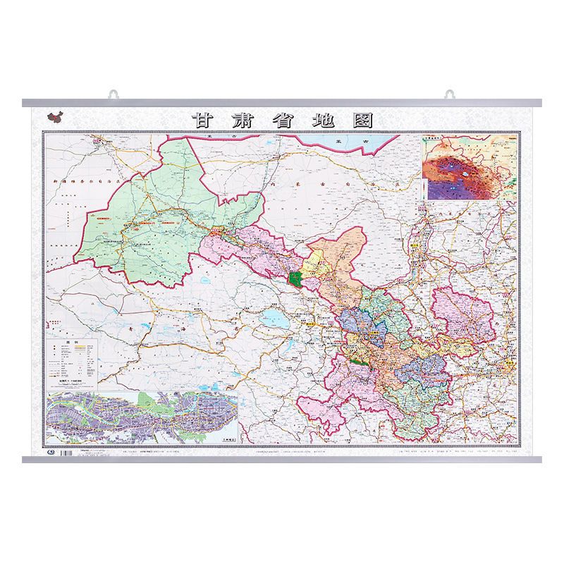 甘肃省中国世界地图挂墙版2022款全新高清防水行政地图装饰画 甘肃省 加厚挂墙版