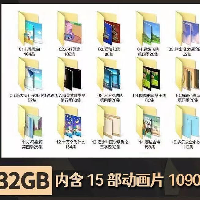视频64G车载热门高清优盘 热门动画14部-32G