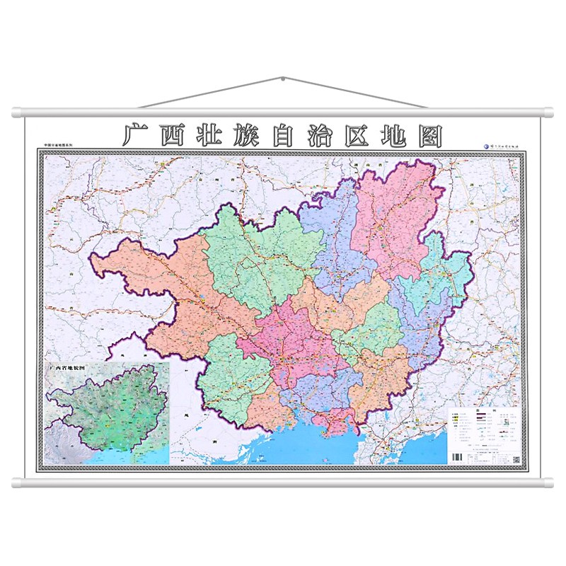 【加厚高清版】2022年 广西地图挂图 1.4米*1米 覆膜防水 家庭装饰 办公学习