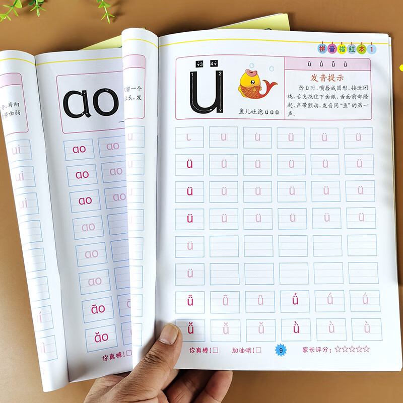 拼音描红练习册 幼小衔接一日一练全套 拼音描红练字帖本幼小衔接幼儿园大班中班小班学前班教材练习册全套幼升小笔画笔顺10 20以内加减法汉字数字描红 【全彩加厚高品质】拼音描红全2册