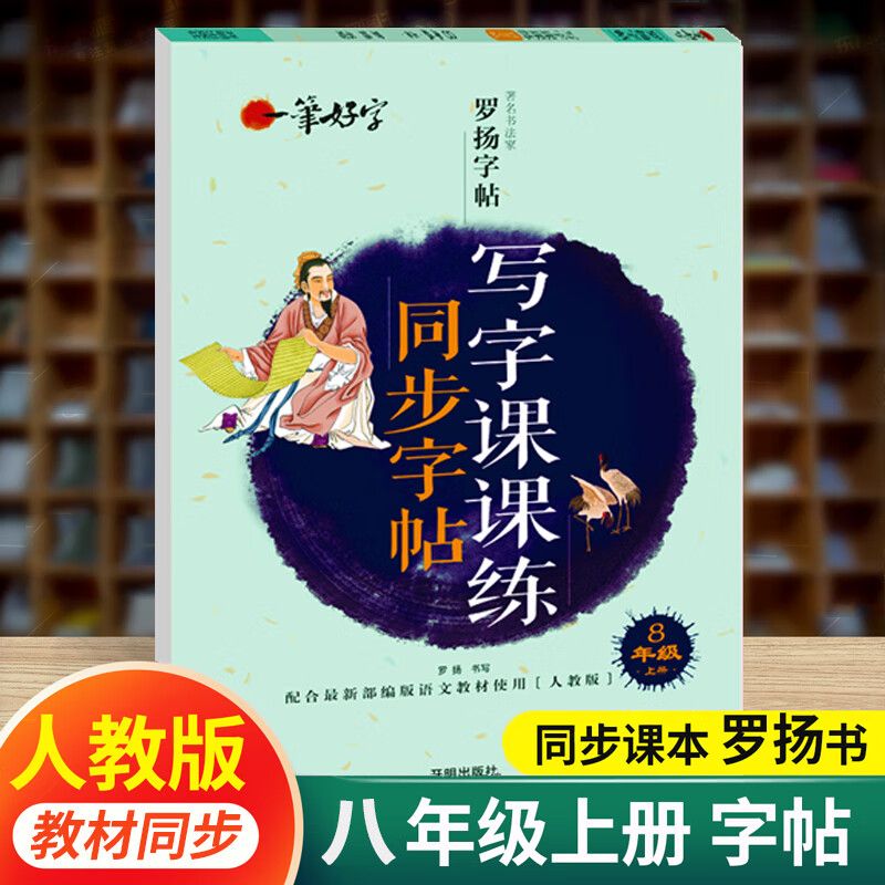 八年级上册语文字帖人教版课本同步练字帖 初二练字帖人教版临摹楷书正楷钢笔硬笔书法练字本控笔训练写字课课练罗杨字帖初中生 写字课课练同步字帖 八年级上