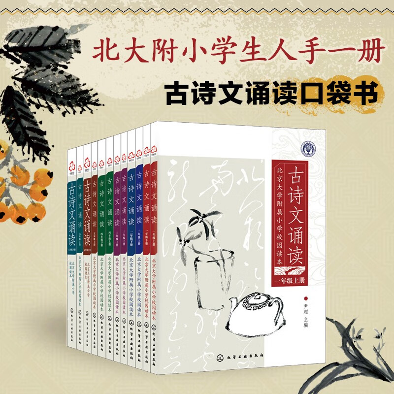 【自营 包邮】北京大学附属小学 古诗文诵读口袋书：小学1-6年级（赠音频 套装共12册）北大附小人手一册，唐诗宋词文言文全覆盖