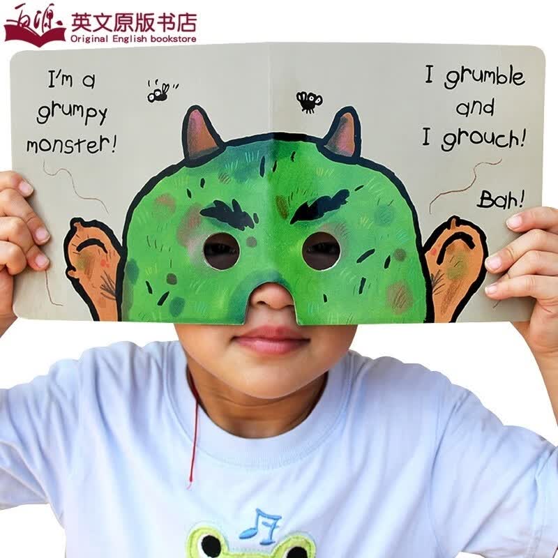 送音频：英文原版绘本 Look At Me book I'm am A Monster 小怪兽 吴敏兰推荐趣味面具洞洞玩具纸板书0-3-5岁