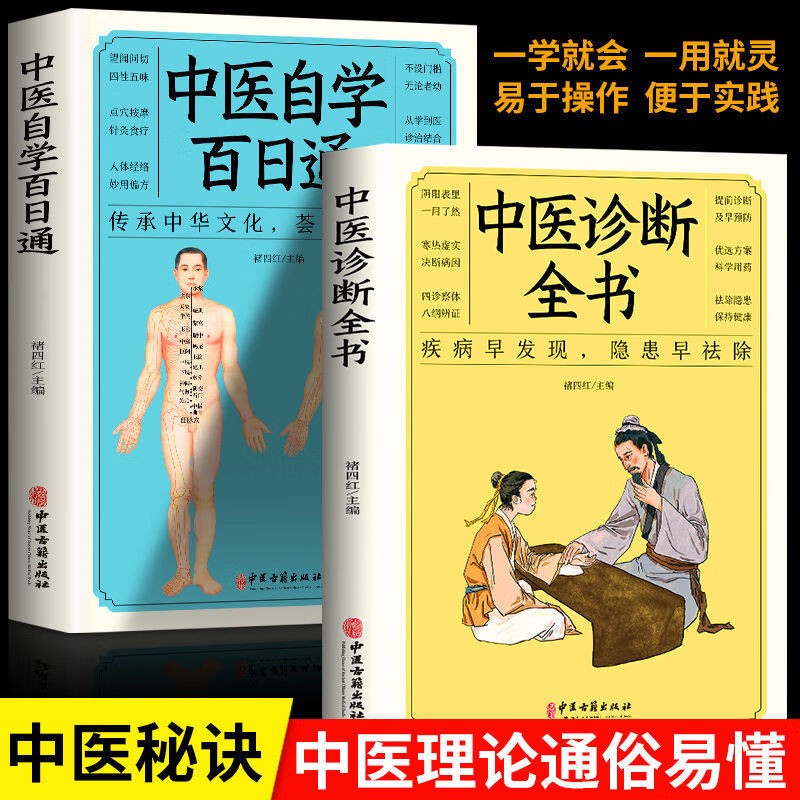 全套4册 中医自学百日通 全套册+中医诊断全书+偏方秘方验方+一百天学会开中药方民间祖传中医基础理论书 【2册】中医自学百日通+中医诊断全书
