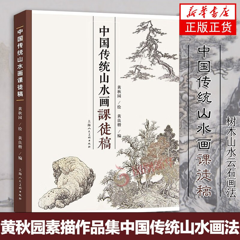中国传统山水画课徒稿 黄秋园绘 国画技法写意山水教程 云水山石树法构图精讲名家范画赏析 上海人民美术出版社