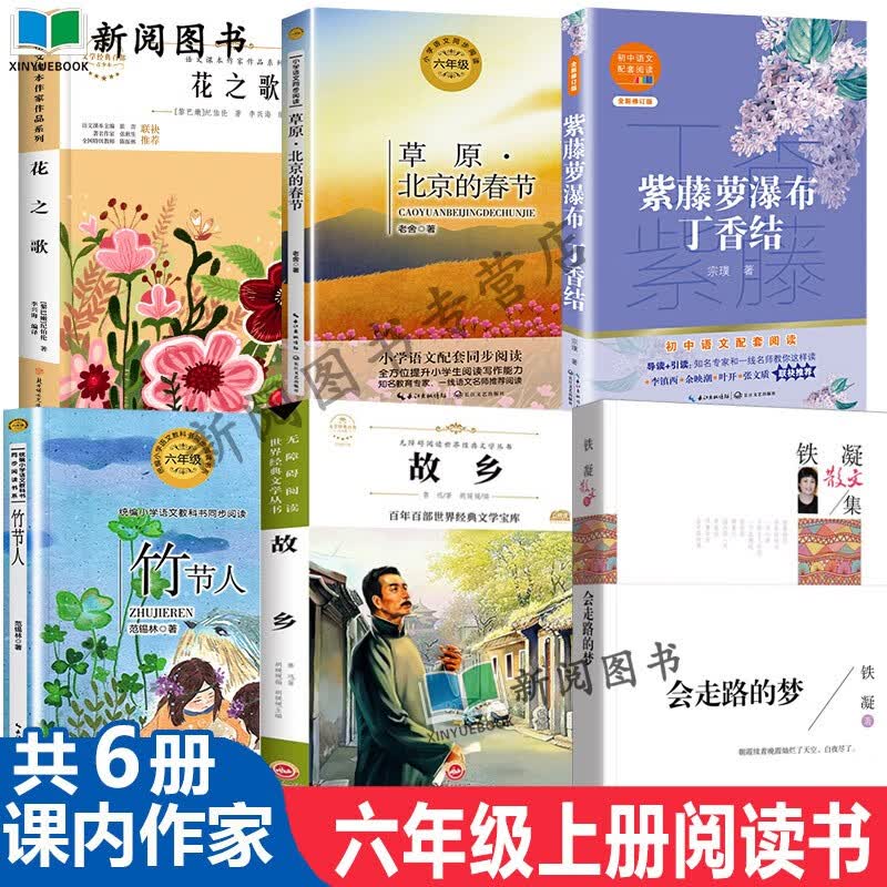 自选】六年级上册课内作家必读课外书经典书童年小英雄雨来爱的教育会走路的梦铁凝 花之歌 草原·北京的春节 故乡 紫藤萝瀑布丁香结汉字树活在字里的中国人 全6册六年级课内作者花之歌会走路的梦