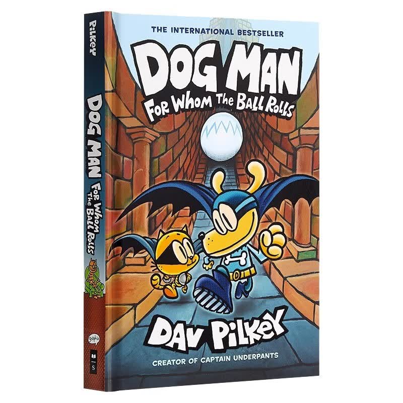 神探狗狗英文dog man英文原版神探狗狗漫画书全套1-10册dogman小学生课外阅读章节漫画趣味幽默故事书儿童图画内裤超人队长绘本 神探狗狗 ：For whom the ball..