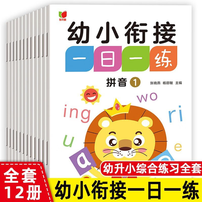 幼小衔接一日一练（全套12册）幼儿园数学拼音汉字全套教材学前班练习册一年级学前幼升小启蒙练习训练