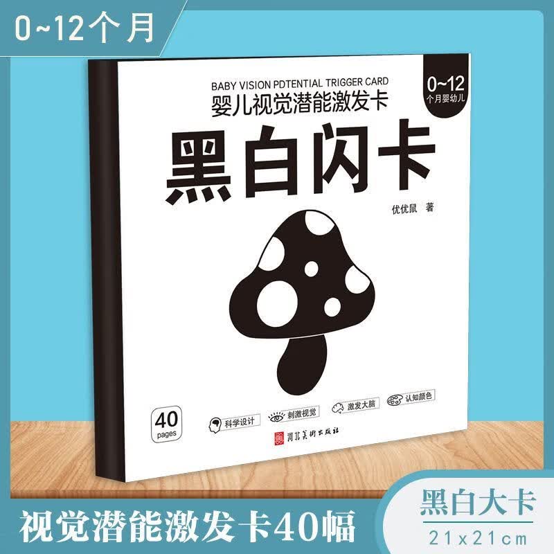黑白卡片婴儿早教卡益智玩具0-2岁科学激发左右脑成长彩色黑白卡 黑白婴幼儿视觉潜能激发卡-大