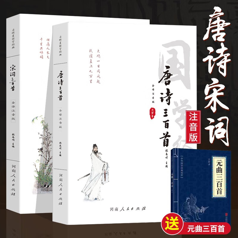 唐诗三百首宋词三百首注音版2册 唐诗宋词元曲全集 儿童唐诗300首全集鉴赏辞典 古诗词大全集