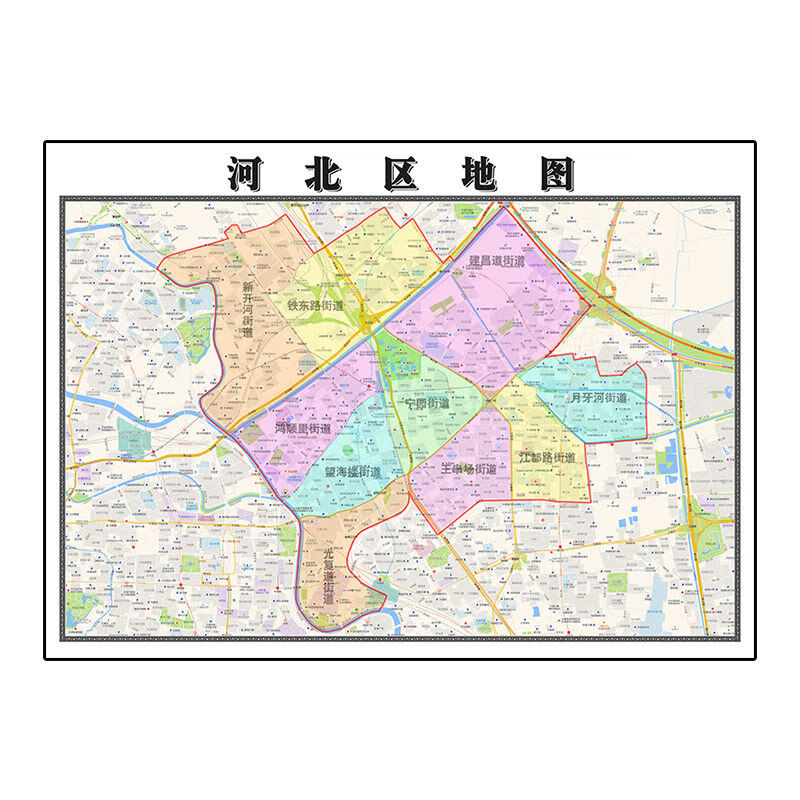 河北区地图1.1米天津市办公室会客厅书房新版防水高清装饰画 覆膜