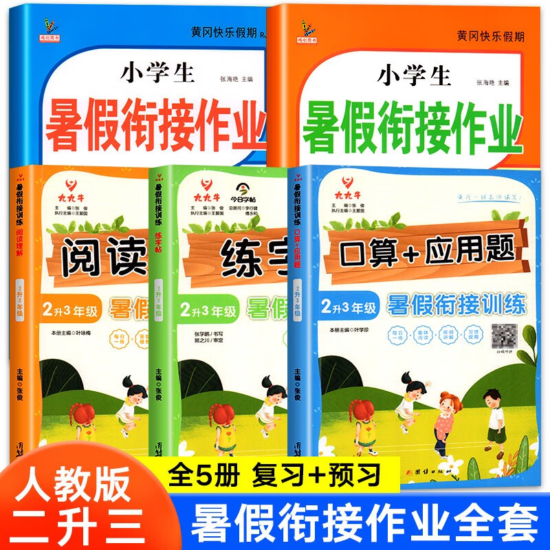 2023 暑假衔接二升三暑假作业二年级下册暑假阅读口算应用题练字帖全套语文数学人教版二年级升三年级口算天天练计算题口算题卡专项强化训练练习题小学 【超值5本】暑假衔接作业+暑假衔接专项
