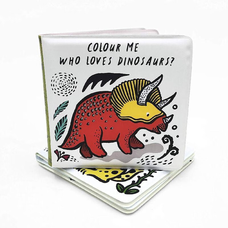 Colour Me 洗澡书 防水页 遇水变色 浴室游戏童书 可当着色本 幼儿绘本玩具 英文原版 进口图书 0-2岁 Who Loves Dinosaurs?