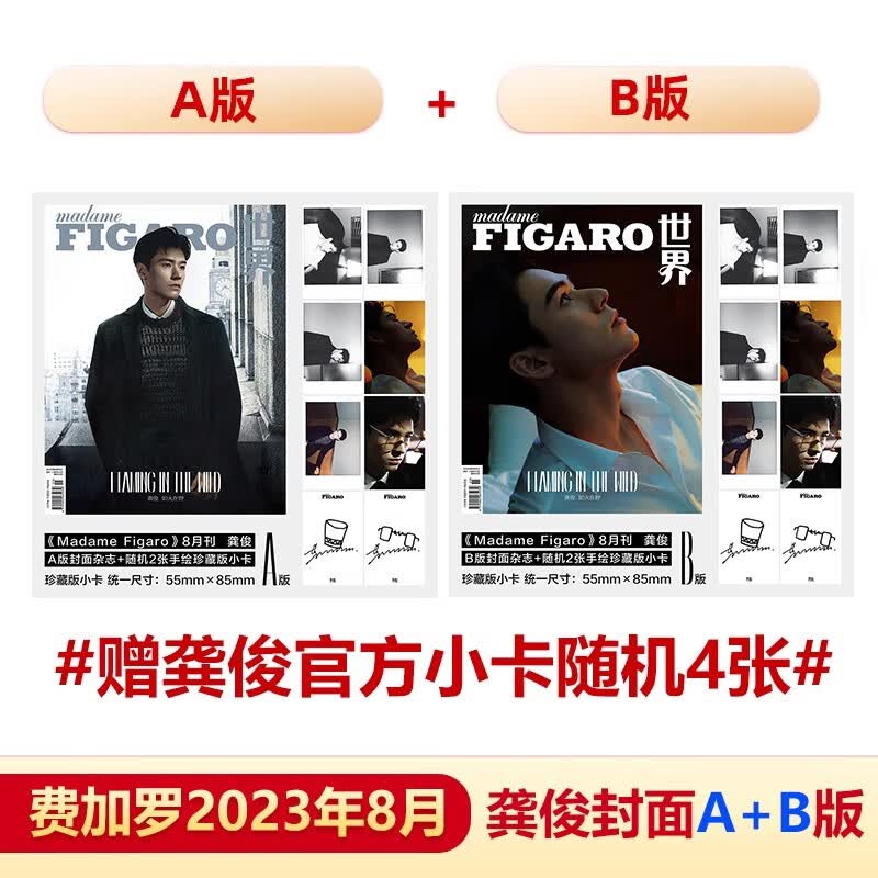 费加罗八月 龚俊A/B封面+赠官方小卡随机2张 计入销量 飞机盒包 MadameFigaro中文版费加罗世界杂志2023年8月 龚俊封面 A+B版 费加罗23年8月龚俊+赠官方小卡随机4张