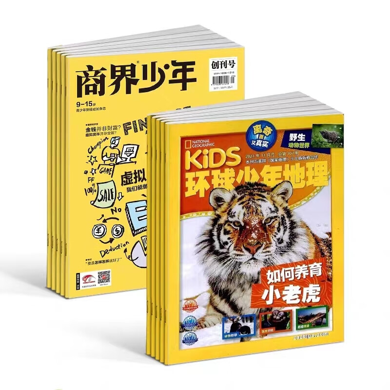 商界少年+少年地理杂志组合2023年123月打包1-67-12月全年半年订阅儿童科普百科书 环球地理+商界少年23年1-2月