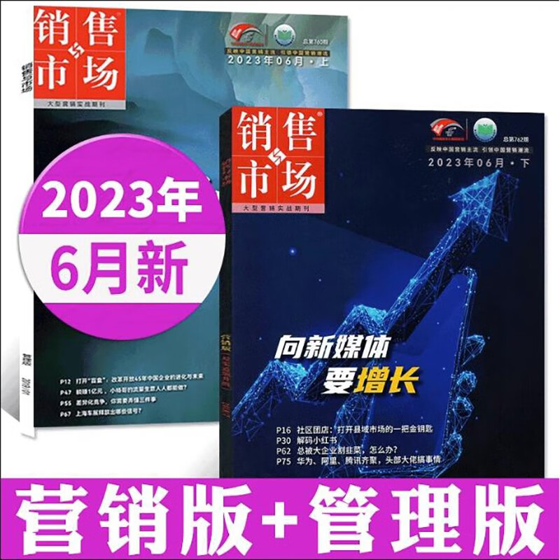 销售与市场杂志管理版+营销版2023年8/7/6/5/4/3/2/1月上下 2022年商业财经经营管理书籍营销非2021年过期刊 【2本装】销售与市场2023年6月上/下
