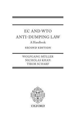 EC and Wto Anti-Dumping Law: A Handbook