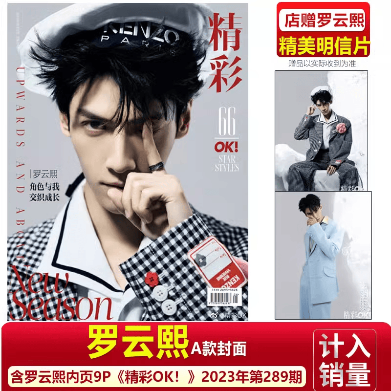 含罗云熙内页 青年文摘彩版杂志2023年6月上第11期/精彩OK!2月总第289期 罗云熙封面/芭莎珠宝/费加罗男士/时尚健康/新视线 精彩OK 第289期 罗云熙A款封面