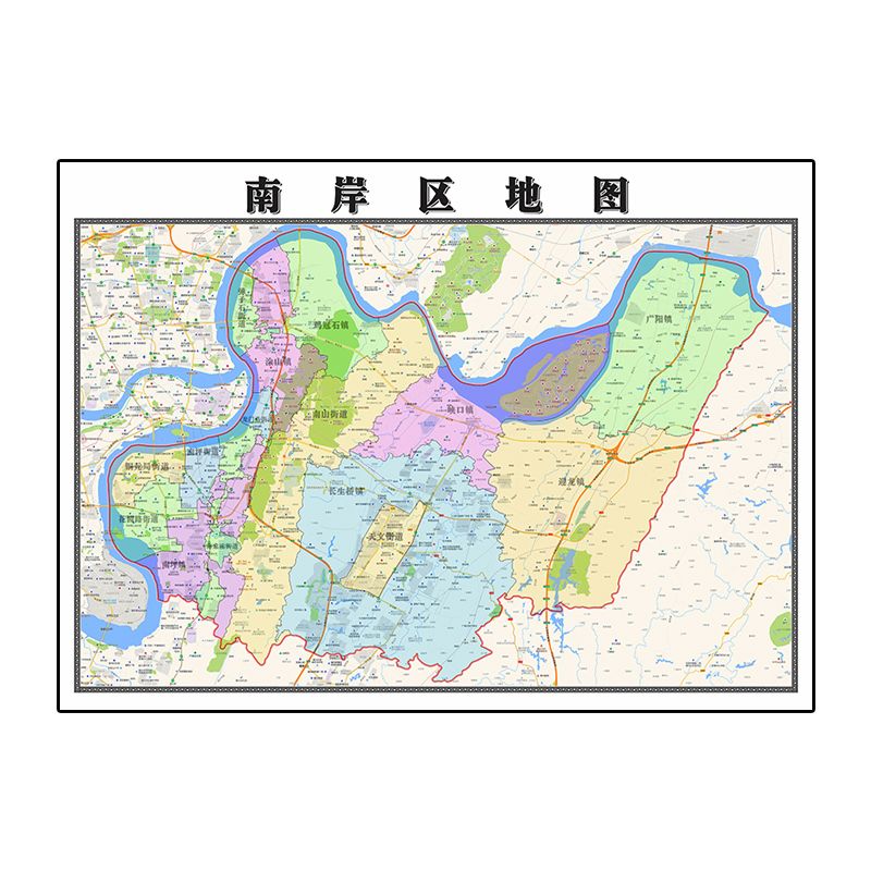 南岸区地图1.1米重庆市新版装饰画会议办公室贴画客厅沙发背景墙 覆膜