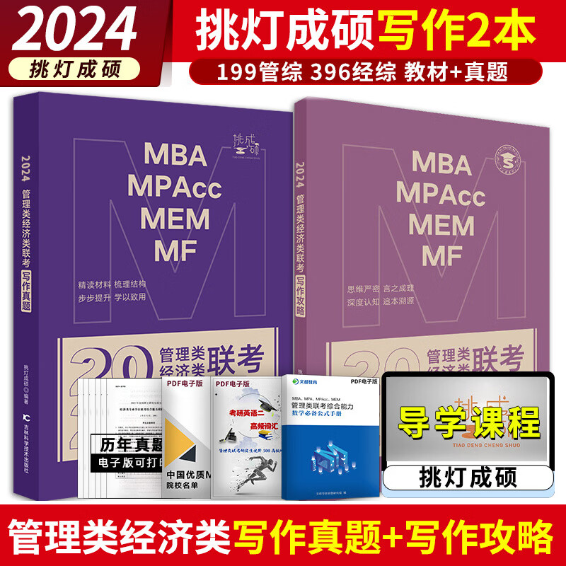 现货先发】2024挑灯成硕199管理类联考真题+396经济类联考真题+王诚写作攻略真题逻辑攻略模拟卷 2024写作攻略+真题现货先发