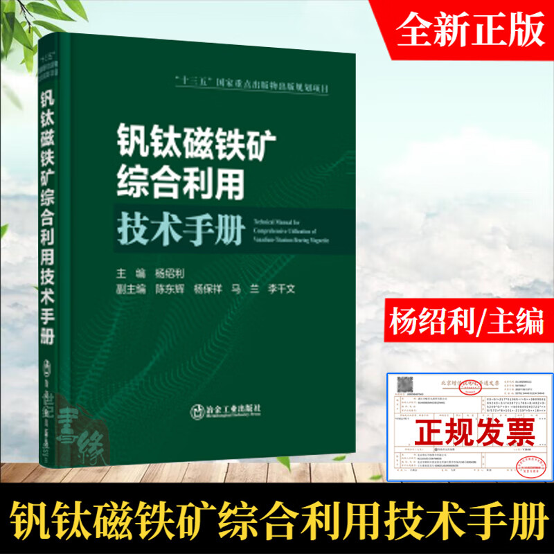 钒钛磁铁矿综合利用技术手册 杨绍利 钒钛磁铁矿综合利用 钒钛新材料 钒钛二次资源综合利用 工业应用的