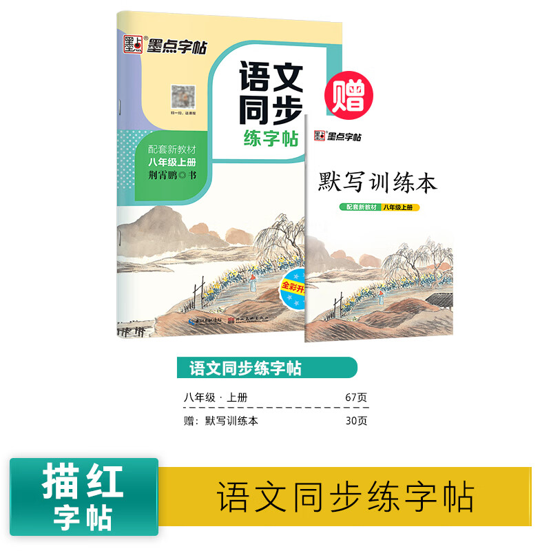 初中生字帖练字七年级八年级上册练字帖每日一练古诗文中学生墨点楷书钢笔练字本硬笔书法荆霄鹏正楷字帖中考 【语文同步练字帖】8年级上（描红）
