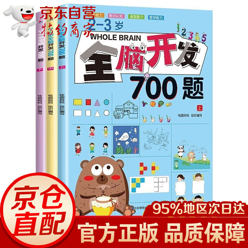 全3册 全脑开发700题 2-3岁 幼儿益智书籍思维训练练习册宝宝全脑开发儿童全脑潜能训练思维逻辑 全脑开发700题 全3册