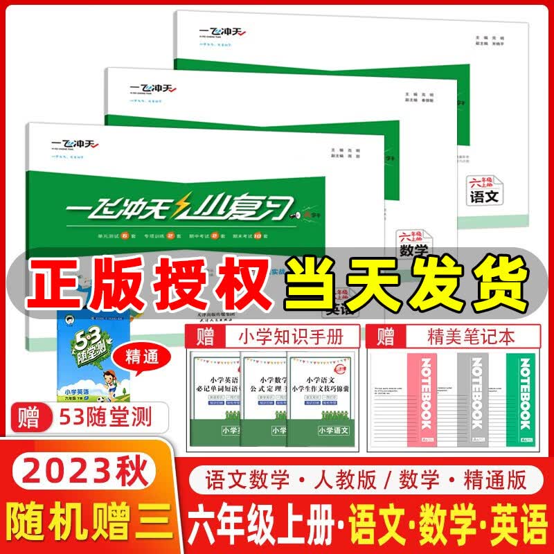 科目自选】天津2023新版一飞冲天小复习六年级上册下册语文数学英语人教版精通版 小学6年级教材同步单元测试卷天津期末真题卷 六年级上册 天津版全3册