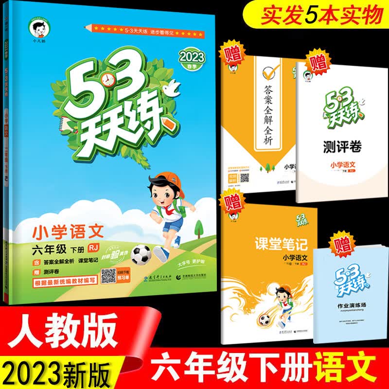 2023新版53天天练六年级下册语文人教部编版小学5.3天天练6年级下语文数学青岛北师大英语书试卷同步训练练习 语文6下人教版 小学六年级