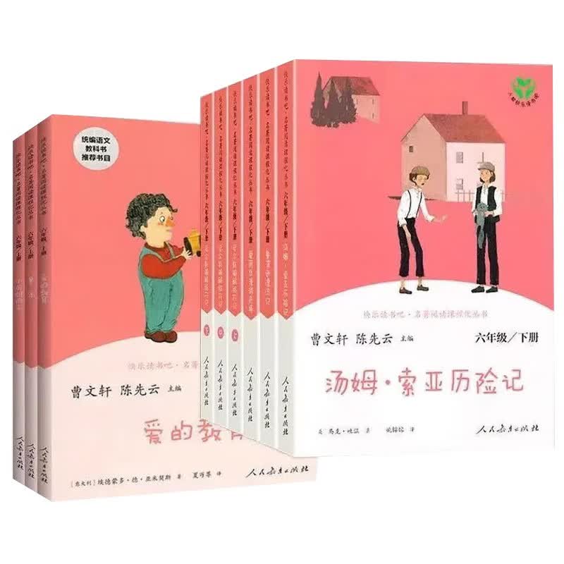 快乐读书吧六年级上下册 爱的教育 小英雄雨来 鲁滨逊漂流记 汤姆索亚历险记 九册