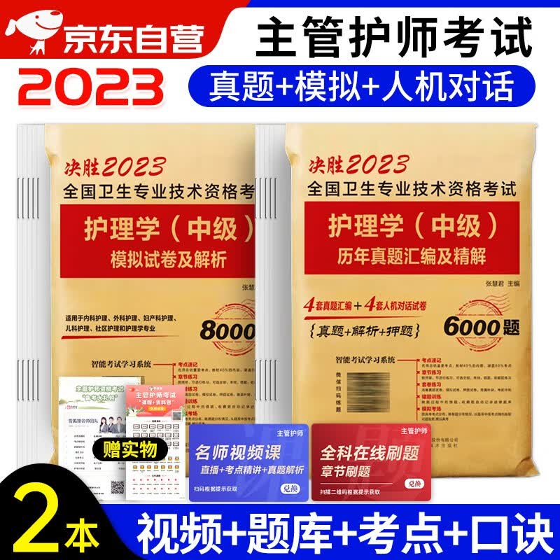 备考2024 主管护师2023 护理学中级 历年真题汇编及精解+模拟试卷试题 2本 可搭人卫教材轻松过随身记原军医版