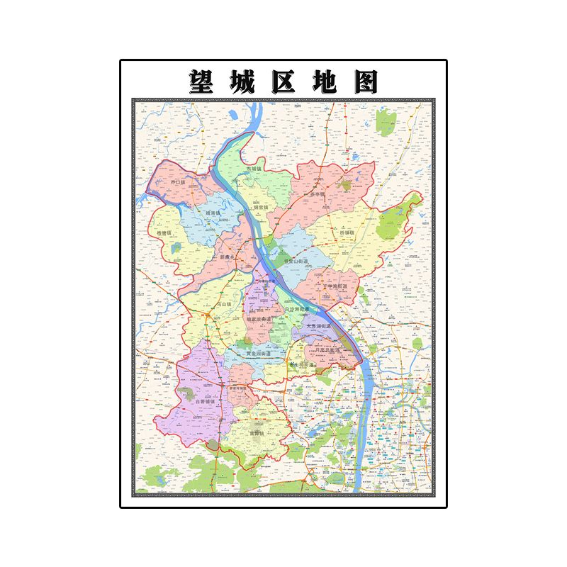 望城区地图1.1m湖南省长沙市新版高清贴画办公书房背景墙装饰画 覆膜