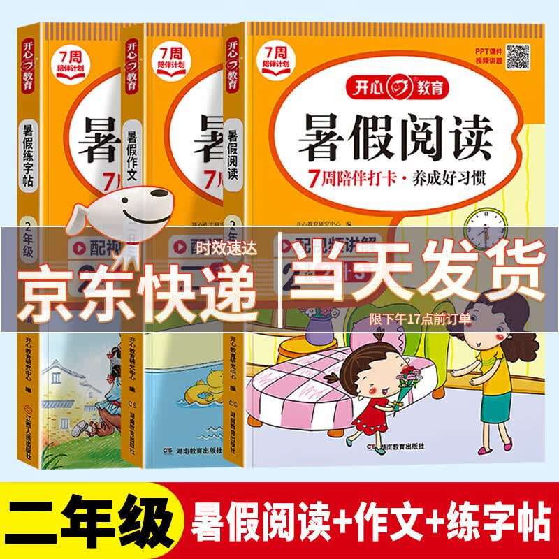 2023新版开心教育暑假衔接二升三暑假作业二年级下册暑假专项训练口算题卡二年级升三年级暑期衔接口算天天练字帖 【二升三】共3本 暑假 阅读+作文+练字帖