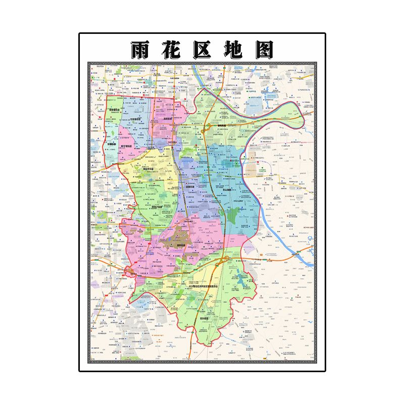 雨花区地图1.1m湖南省长沙市高清防水可写可擦拭贴画办公室装饰画 不覆膜
