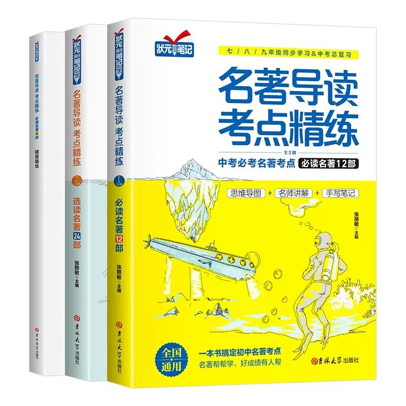 名著导读考点精练全3册初中生名著导读与考点同步解读一本通中考名著考点精练中外名著考点精练满分笔记速读