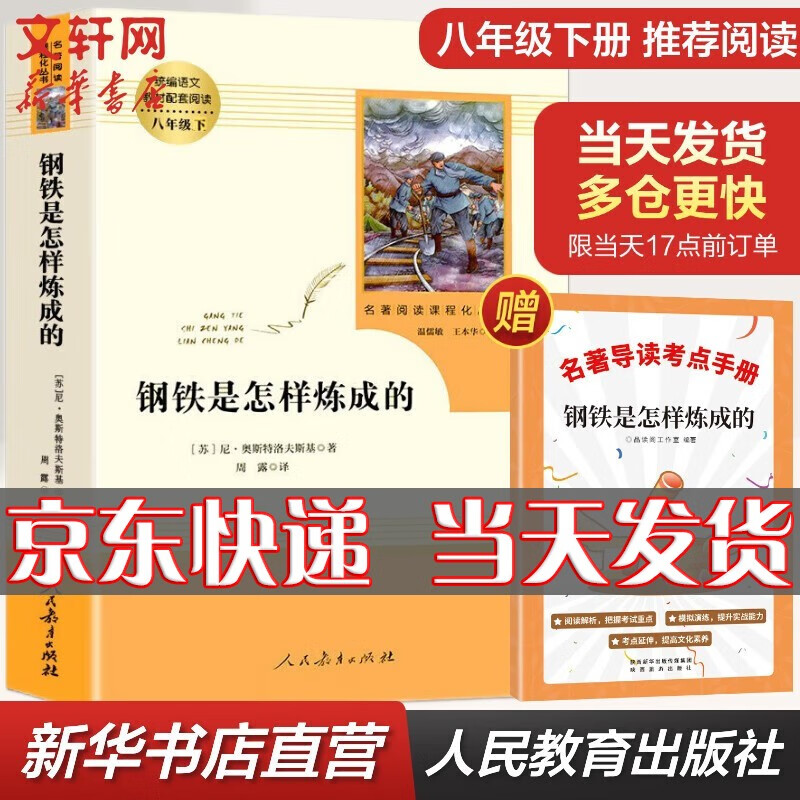 【套装-单本可选】人教版 人民教育出版社 八年级必读课外阅读初中生读物初二必读课外书目名著原著无删减 八年级下册 钢铁是怎样炼成的 钢铁是怎么样炼成的