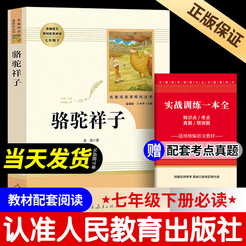 2022新版初中名著十二本 人教版初中课外阅读书籍简爱昆虫记红星照耀中国西游记水浒传七八九年级上下册选读 七下【骆驼祥子】
