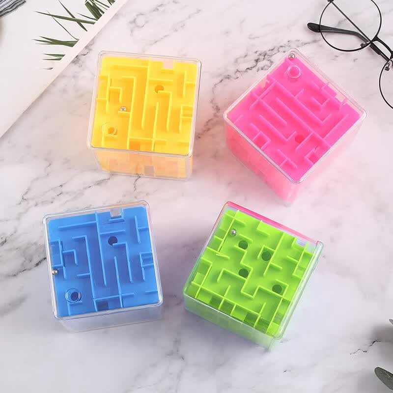 3D立体迷宫玩具走珠儿童魔方专注力训练男孩闯关益智动脑开发思维 特大号8*8 粉-盒装